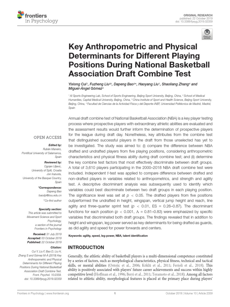 Key Anthropometric and Physical Determinants For D | PDF | Basketball ...