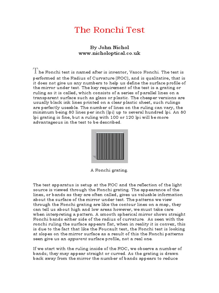 The Ronchi Test: by John Nichol WWW - Nicholoptical.co - Uk | Download ...