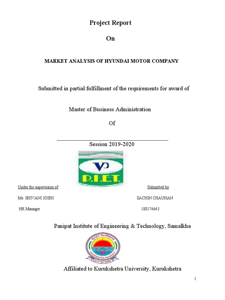 Project Report On: Submitted in Partial Fulfillment of The Requirements For Award of | PDF ...