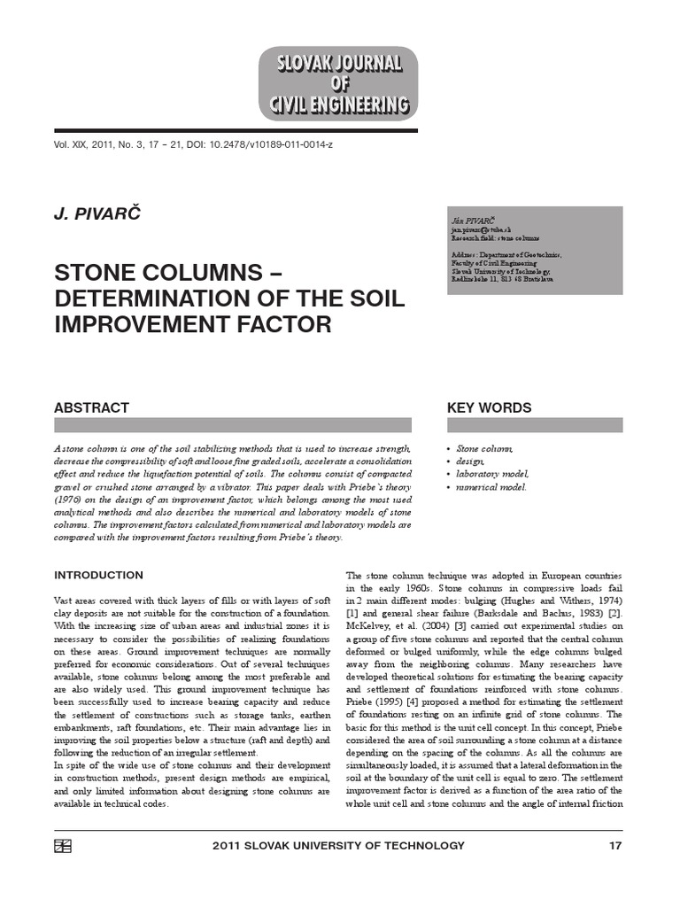 Soil Improvement Factor via Stone Columns | PDF | Deformation ...