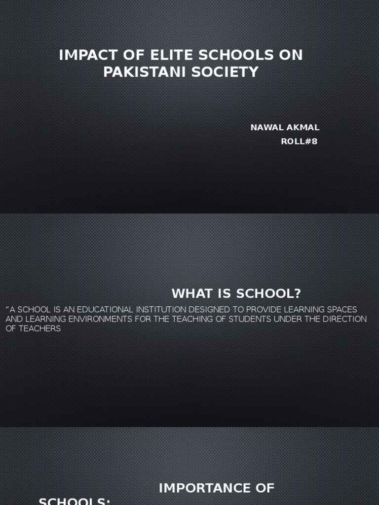 Impact of Elite Schools On Pakistani Society | PDF | Schools | Social ...