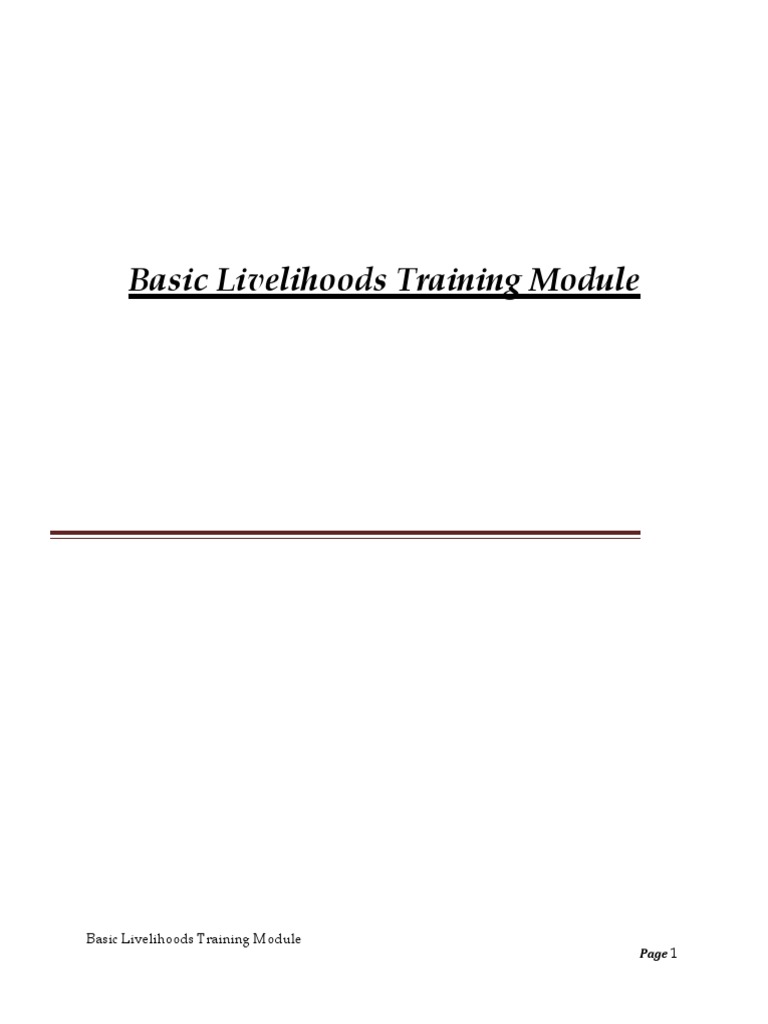 Livelihoods Training Module Overview | PDF | Economies | Business