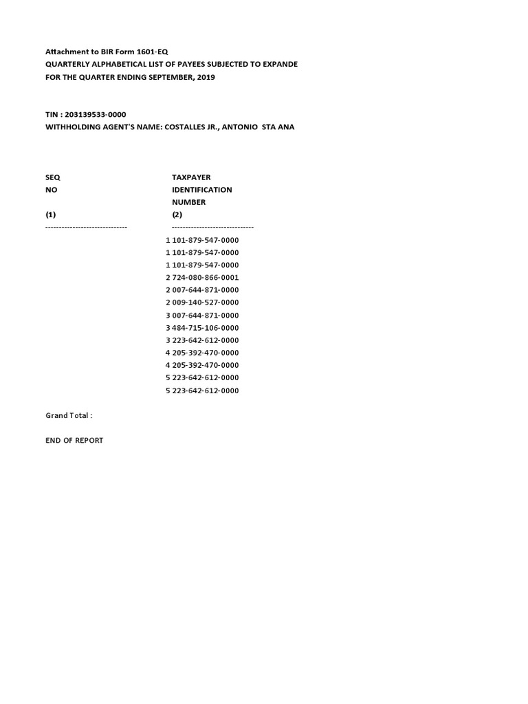 3RD Quarter 1601e | Download Free PDF | Withholding Tax | Services ...