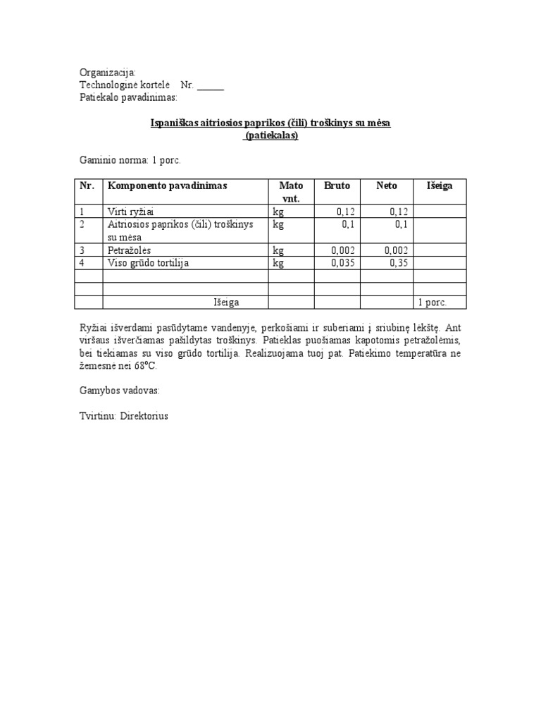 3B Ispaniskas Cili Troskinys Su Mesa, Patiekalas | PDF