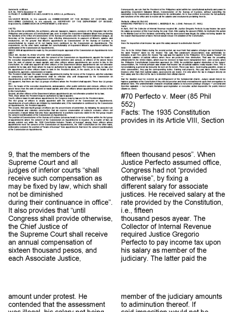 Perfecto V Meer 85 Phil 552 | PDF | Taxes | Judiciaries