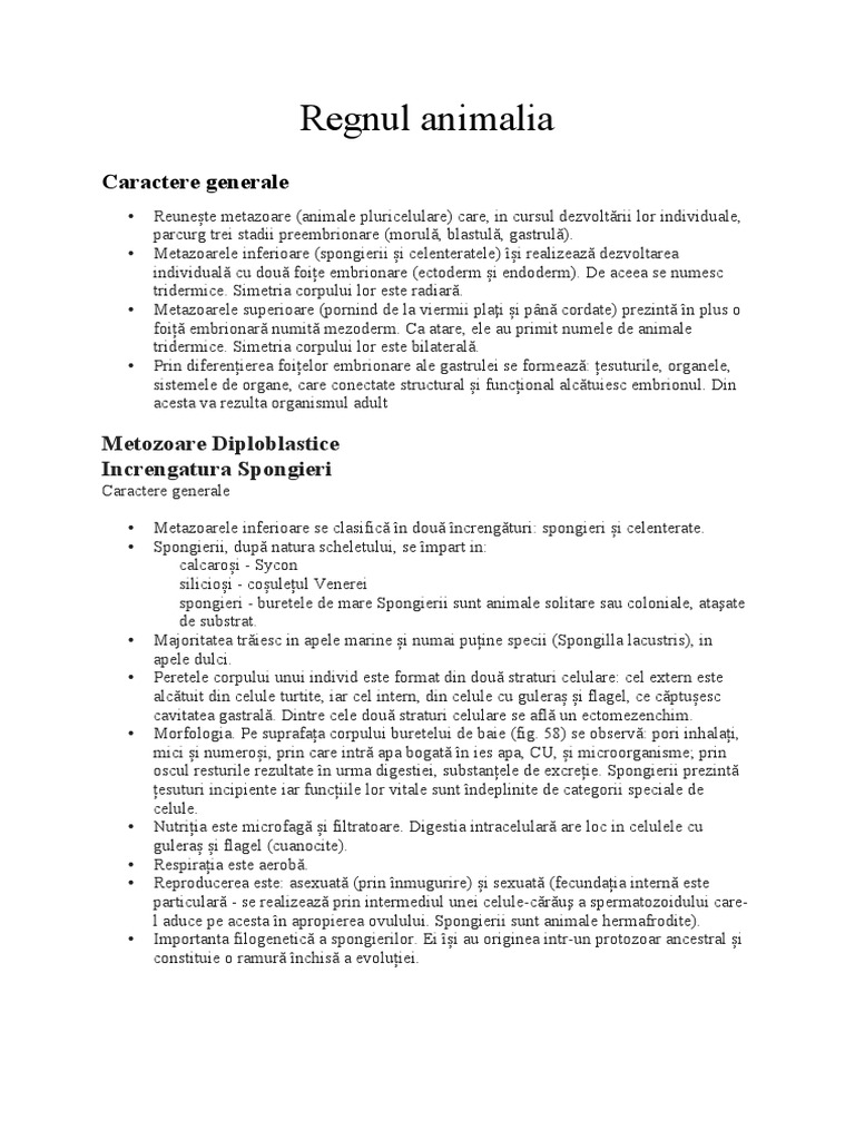 Regnul Animalia | PDF