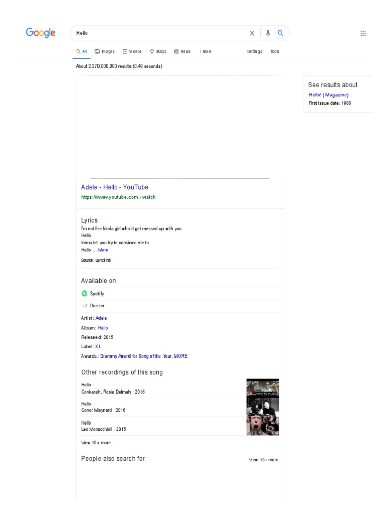 Hello - Google Search | PDF | Adele | Spotify