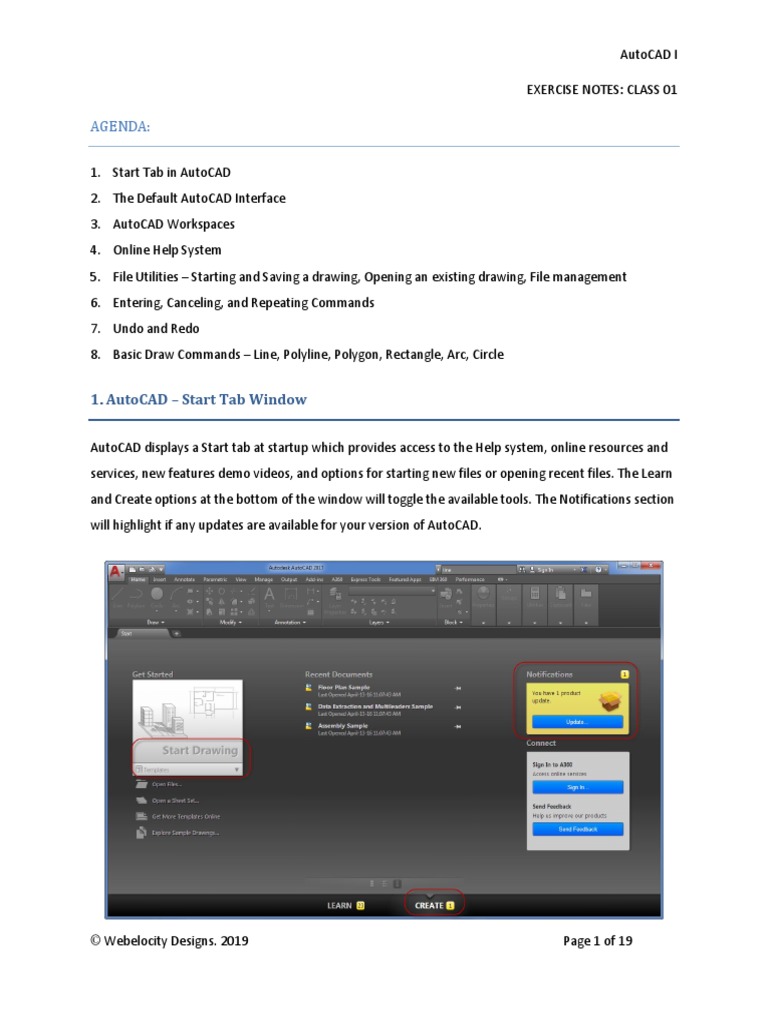 AutoCAD 1 Lesson 1 | Download Free PDF | Ellipse | Auto Cad