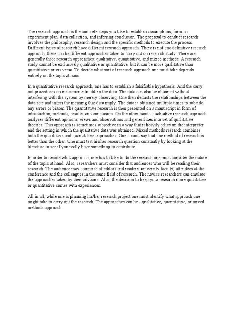 Research Approach | Download Free PDF | Qualitative Research ...