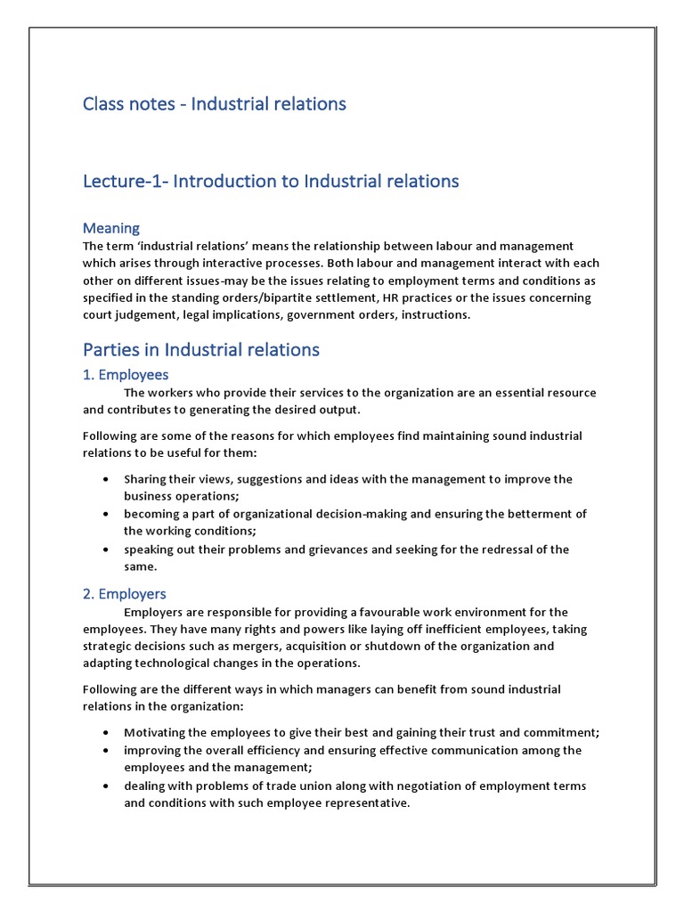 Understanding Industrial Relations Basics | PDF | Collective Bargaining ...