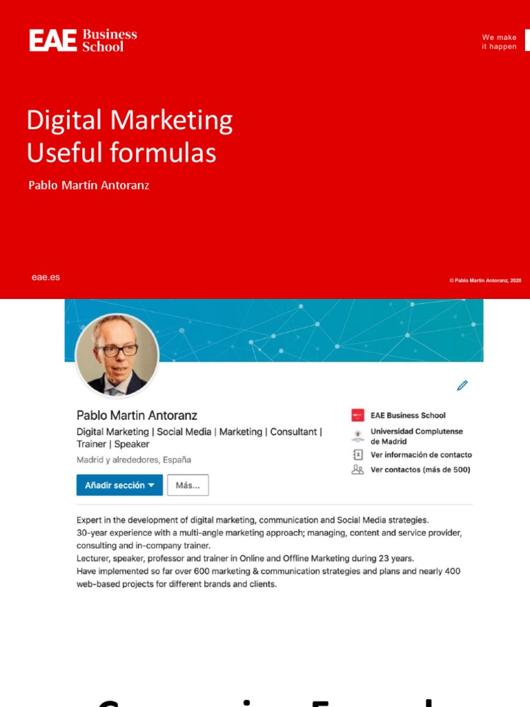 Digital Marketing - Useful Formulas - Pablo Martín Antoranz PDF | PDF ...
