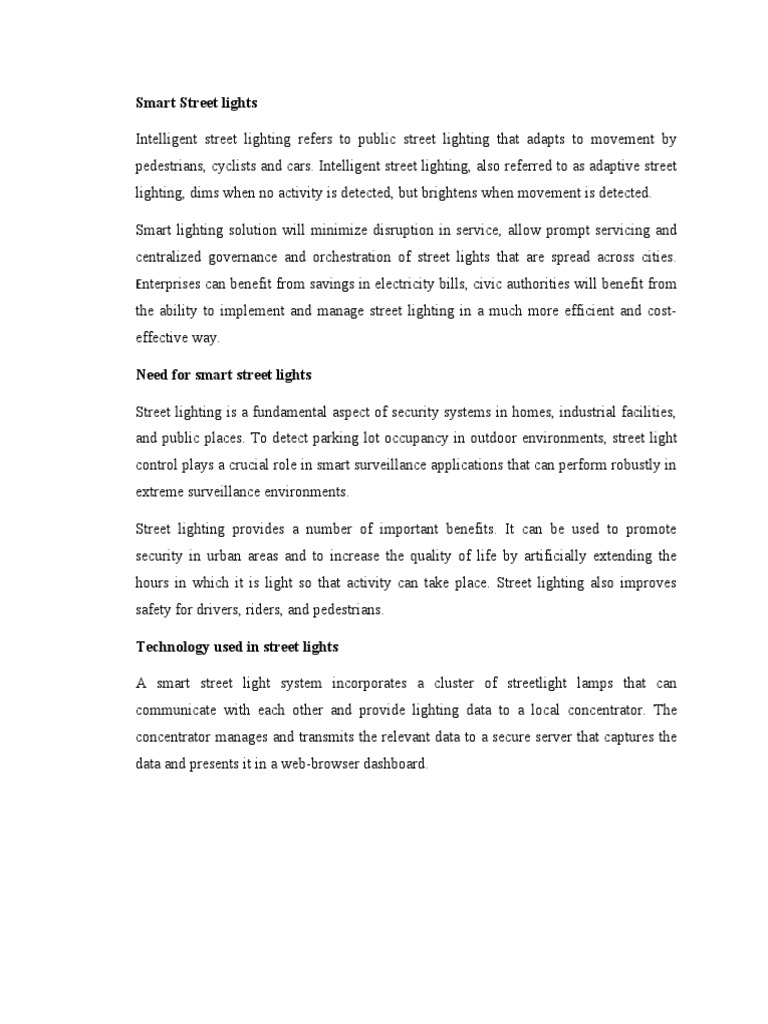 Smart Street Lights | PDF | Street Light | Lighting