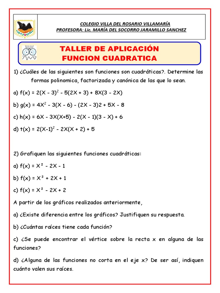 Taller-Funcion Cuadratica-11 | PDF