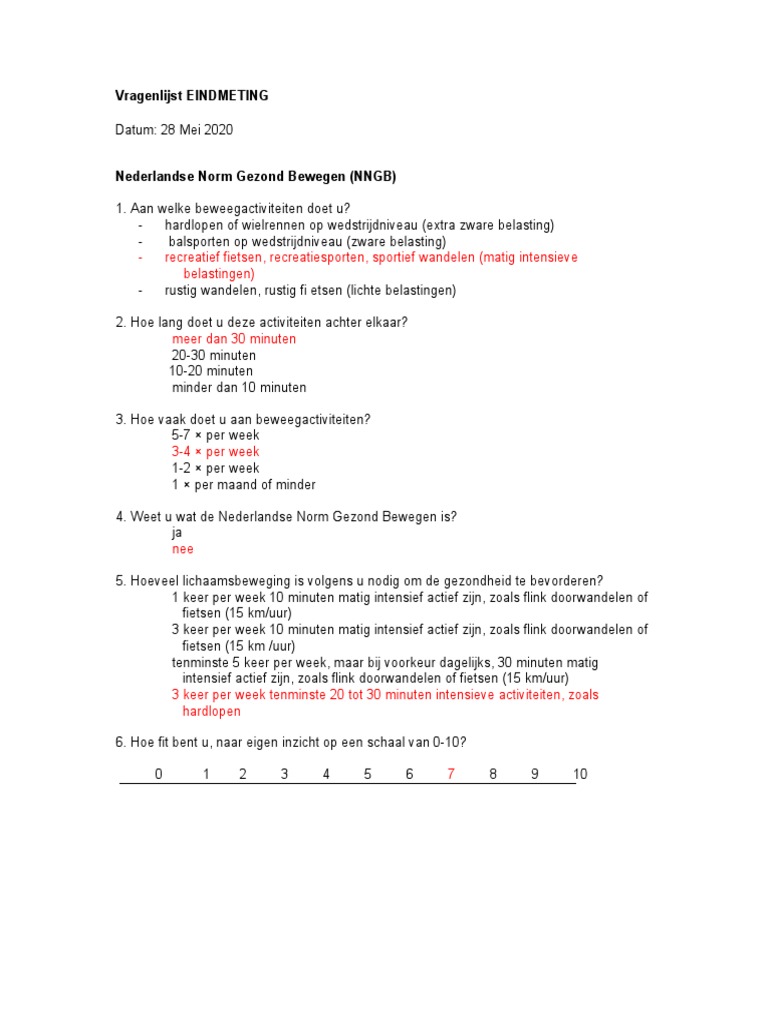 NNGB Vragenlijst Eindmeting | PDF
