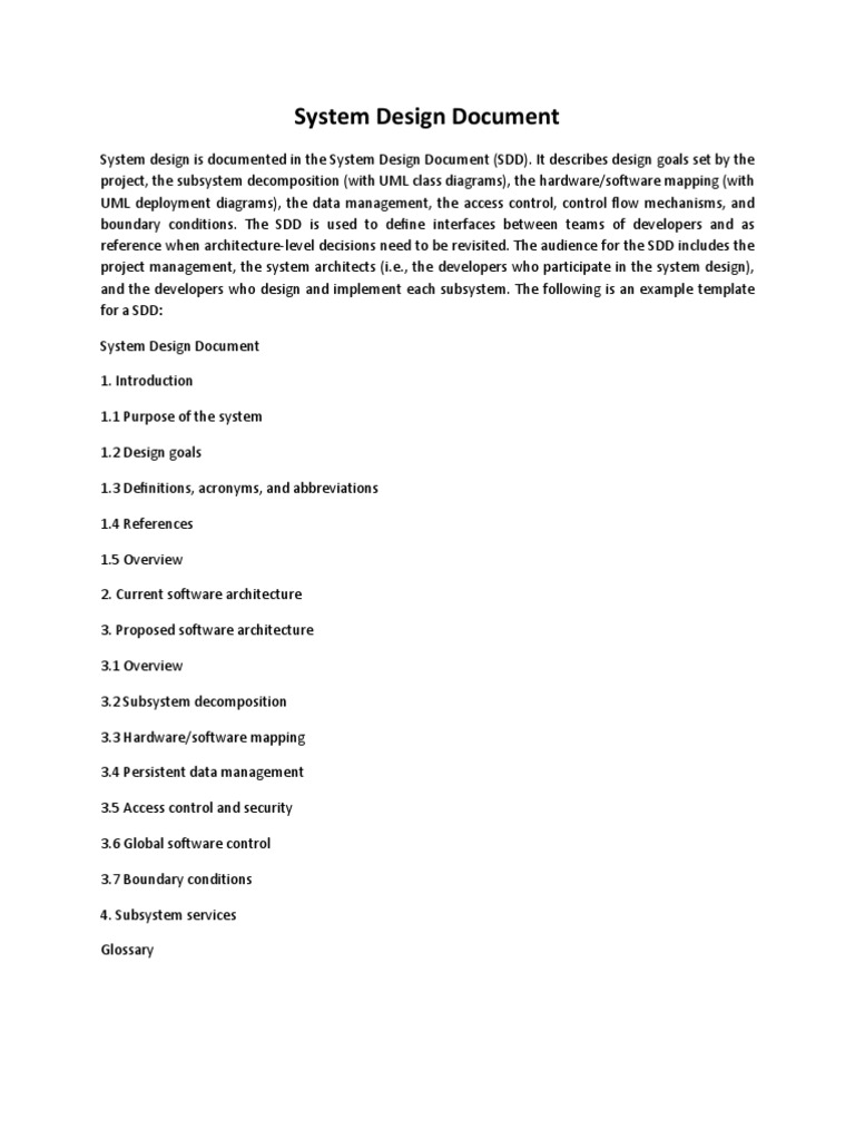 System Design Document Pdf Software Architecture System