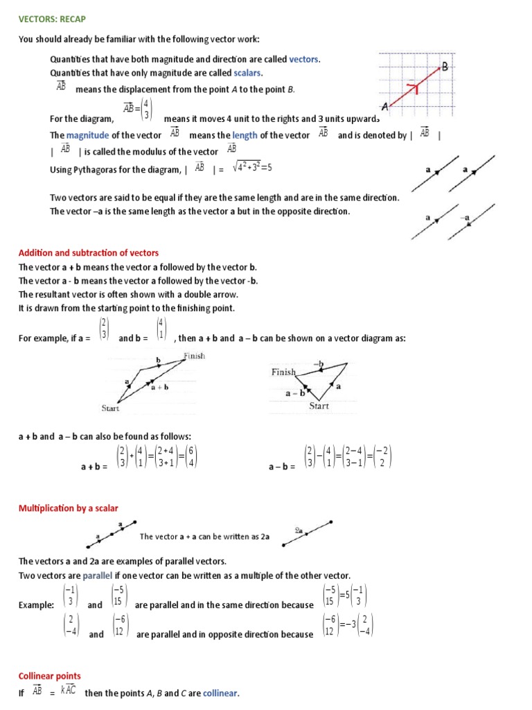 Vectors Scalars Addition And Subtraction Of Vectors Pdf Multivariable Calculus Euclidean