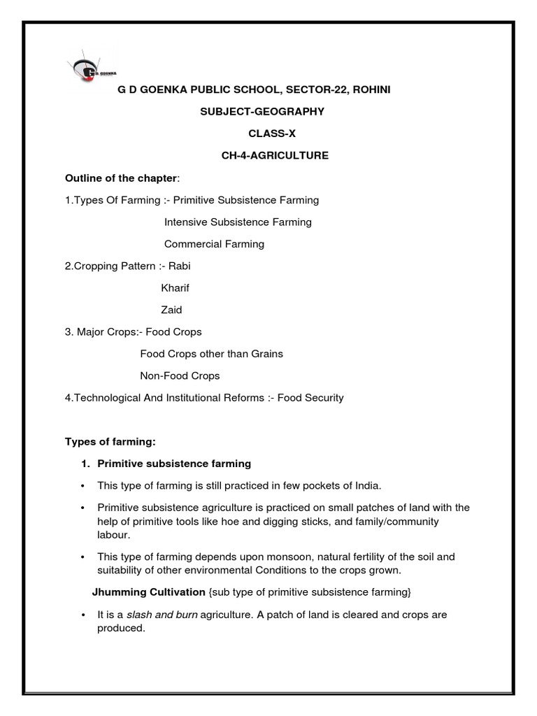 G D Goenka Public School, Sector-22, Rohini Subject-Geography Class-X ...