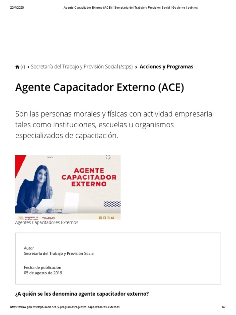 Agente Capacitador Externo (ACE) _ Secretaría del Trabajo y Previsión ...