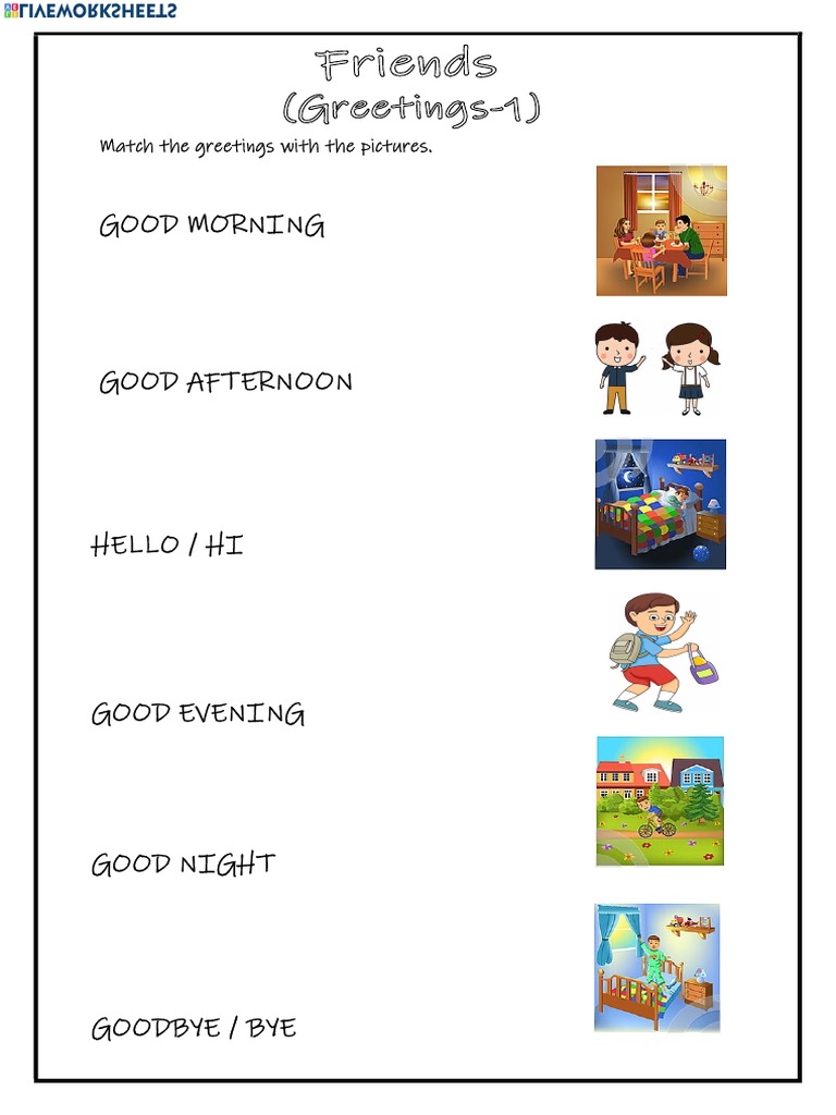 Greetings Matching Worksheet | PDF