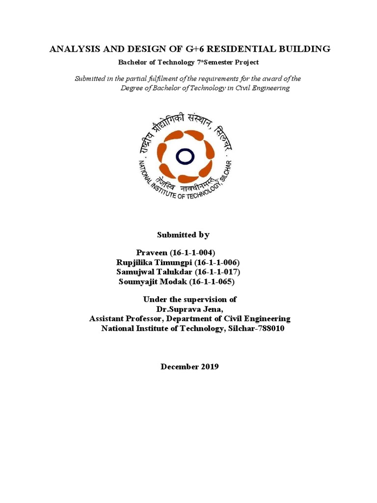 Analysis and Design of G+6 Residential Building | PDF | Academic Degree ...