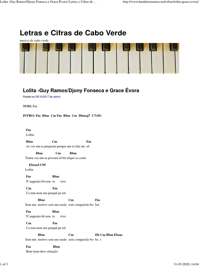 Lolita - Guy Ramos - Djony Fonseca e Grace Évora - Letras e Cifras de Cabo Verde | PDF