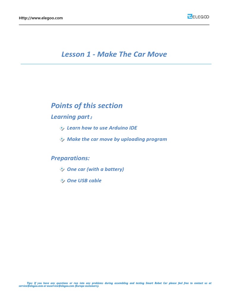 Lesson 1 Make The Car Move | PDF | Remote Control | Vehicles