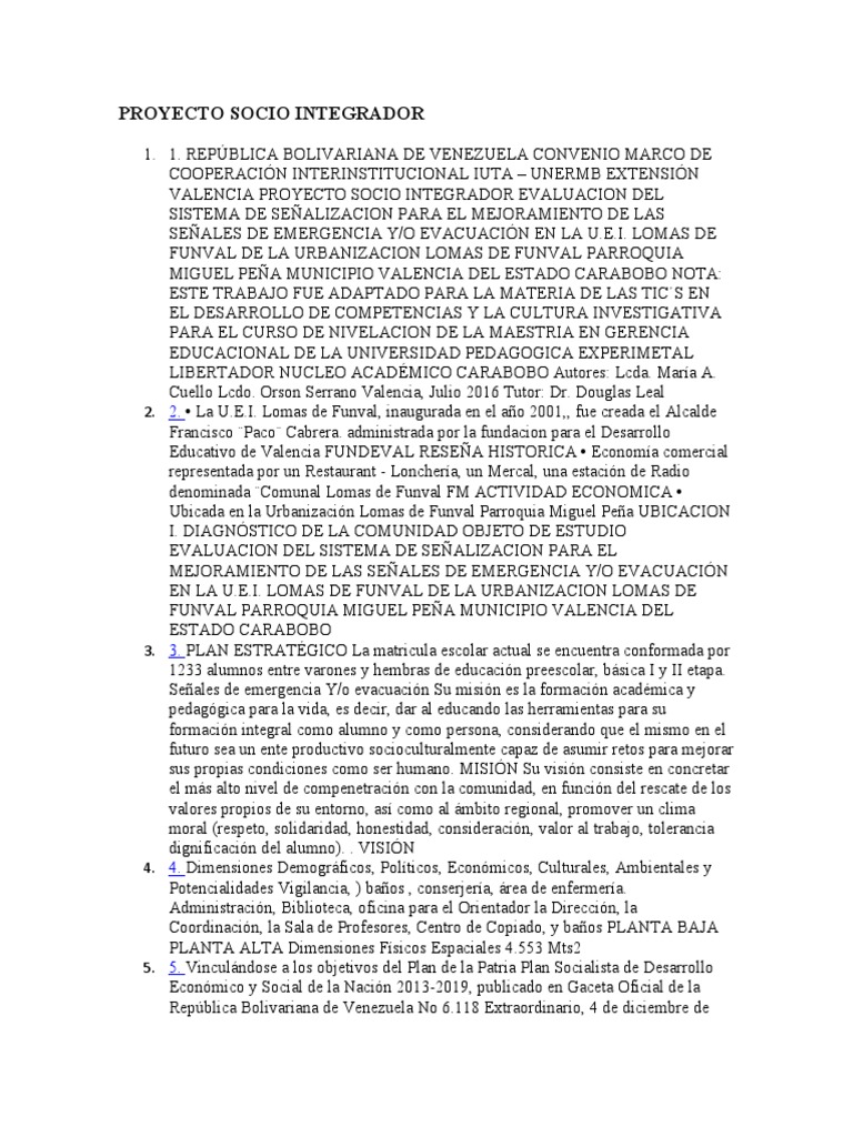 Proyecto Socio Integrador | PDF | Venezuela