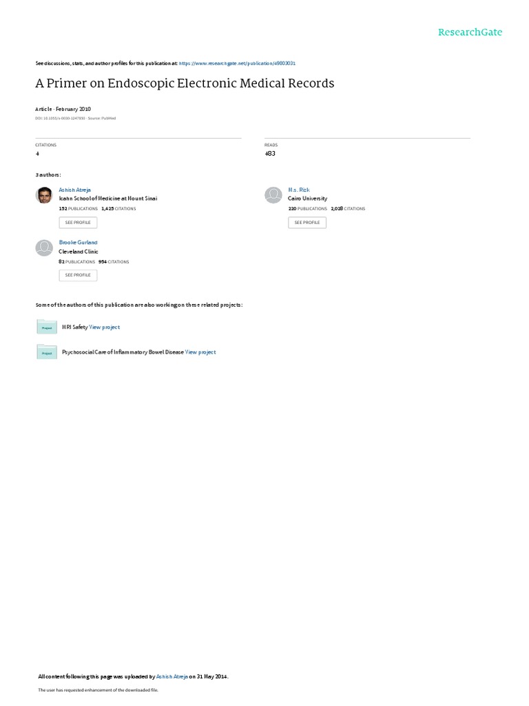 A Primer On Endoscopic Electronic Medical Records | PDF | Electronic ...