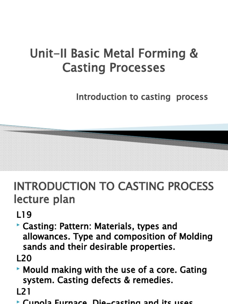 Unit 2casting Process PPT BMP Unit 2 | PDF | Casting (Metalworking) | Casting