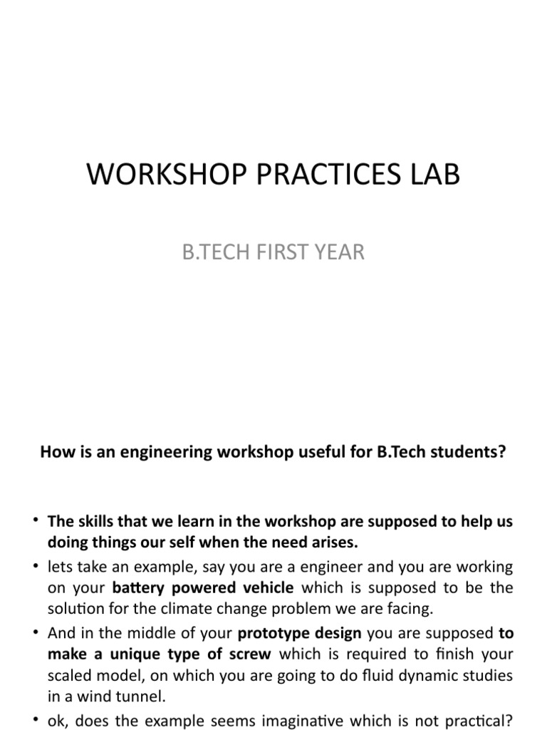 Workshop Practices Lab: B.Tech First Year | PDF | Machining | Forge