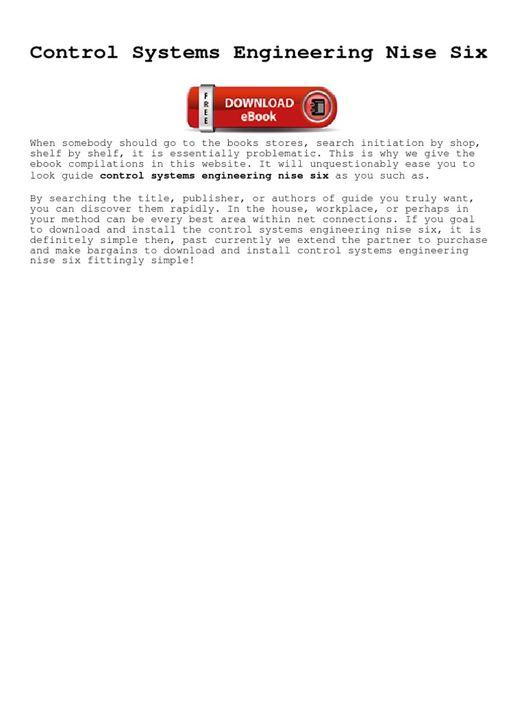 Control Systems Engineering Nise Six PDF | PDF