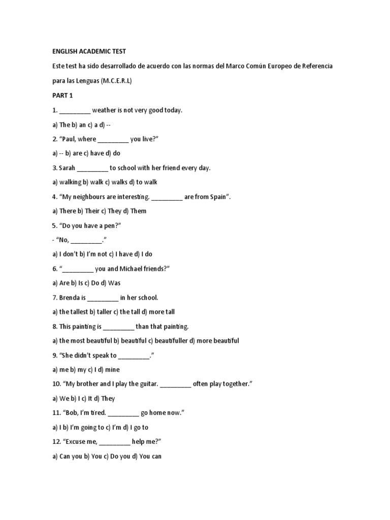 English Academic Test | PDF