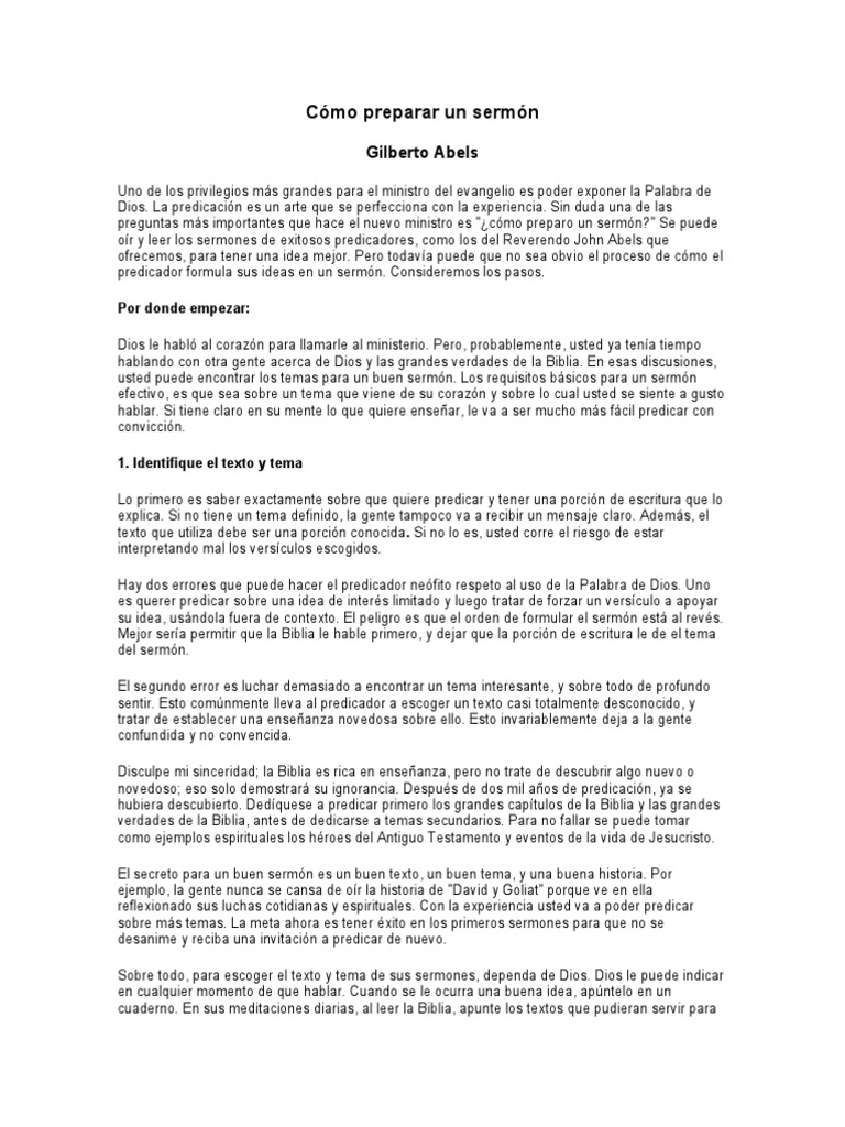 Cómo Preparar Un Sermón | PDF | Sermón | Biblia