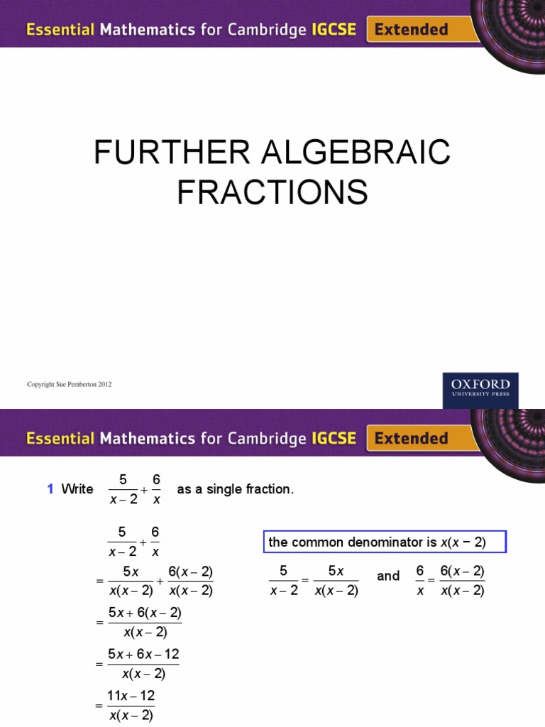 Further Algebraic Fractions | PDF