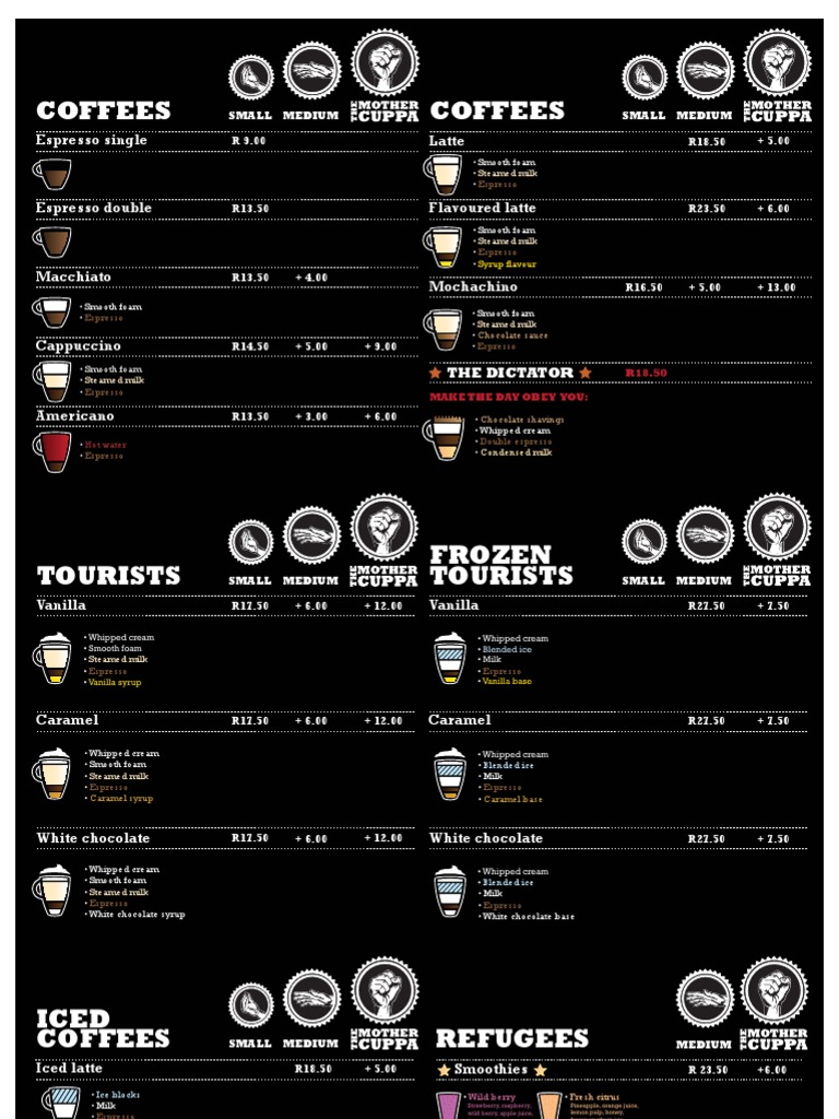 Motherland Coffee Company's Menu | PDF | Hot Drinks | Coffee