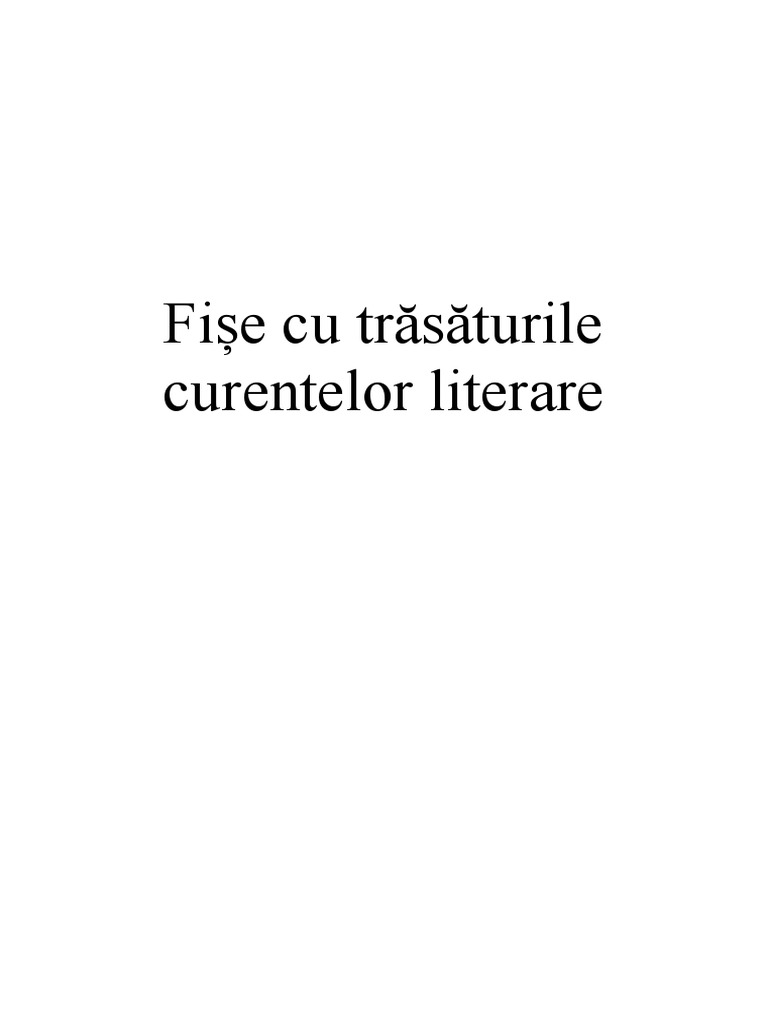 Fise Romana Curente Literare | PDF