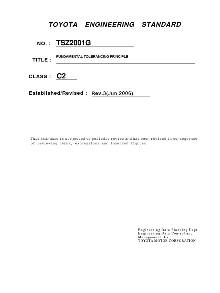 TSZ2001G Fundamental Tolerancing Principle | PDF | Engineering ...