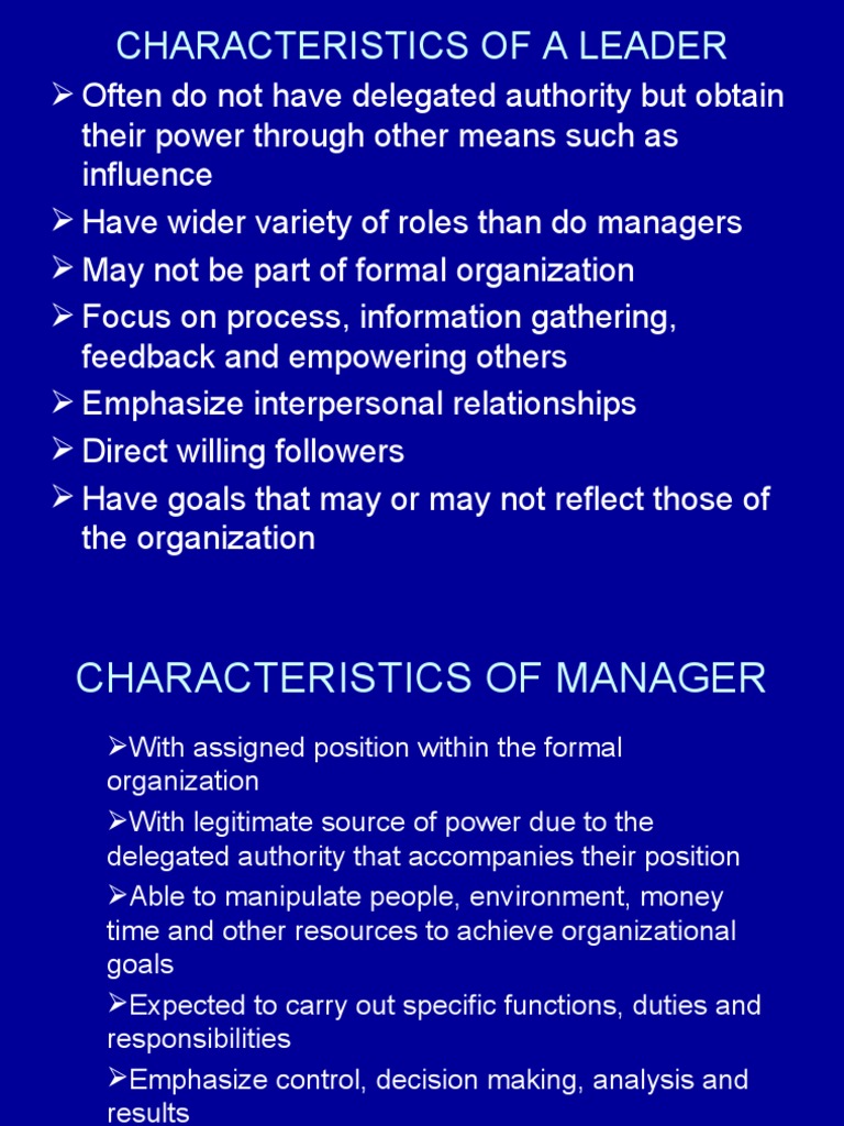 Characteristics of Manager | PDF | Leadership | Decision Making