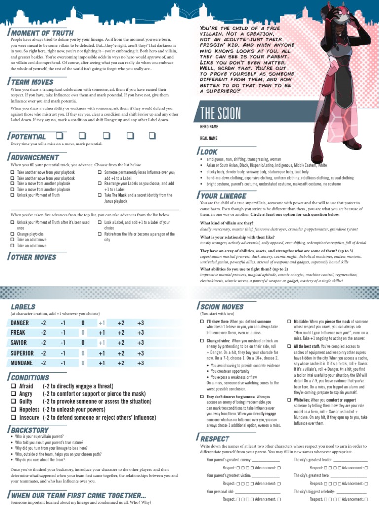 Scion Playbook for Masks RPG | PDF