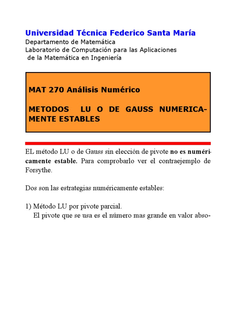 Metodo LU Por Pivote Parcial y Total | PDF | Matriz (Matemáticas) | Álgebra lineal