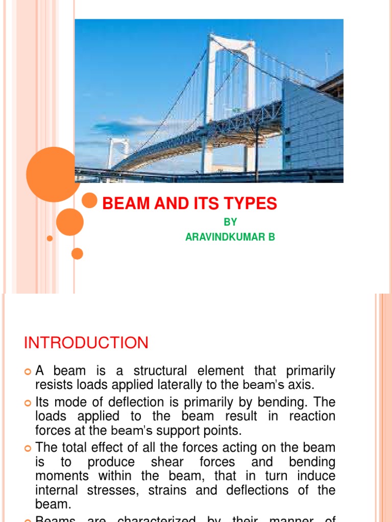 Beam and Its Types: BY Aravindkumar B | PDF | Beam (Structure) | Bending