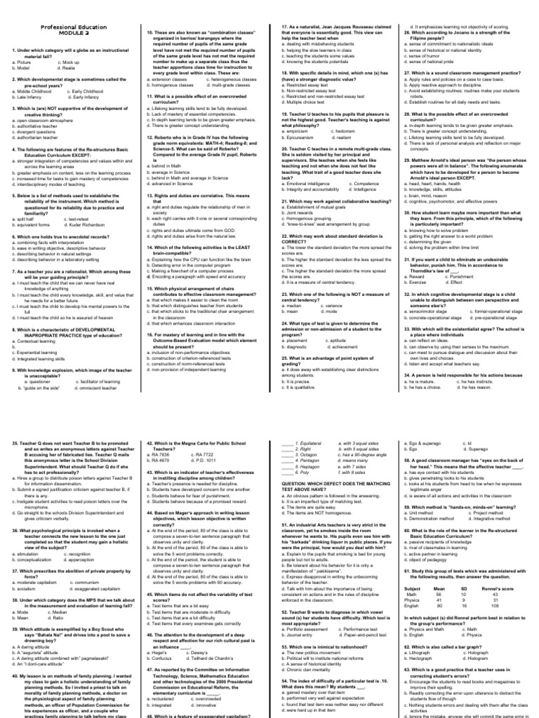 Module 2 Professional Ed | PDF | Teachers | Id