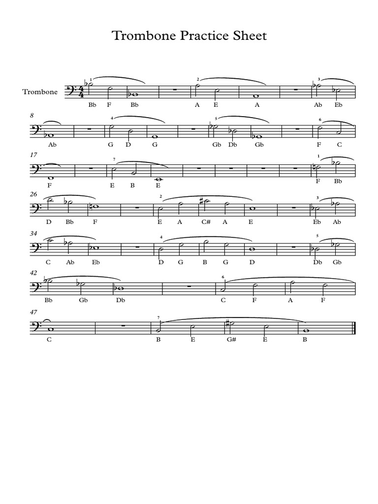 Trombone Practice Sheet | PDF