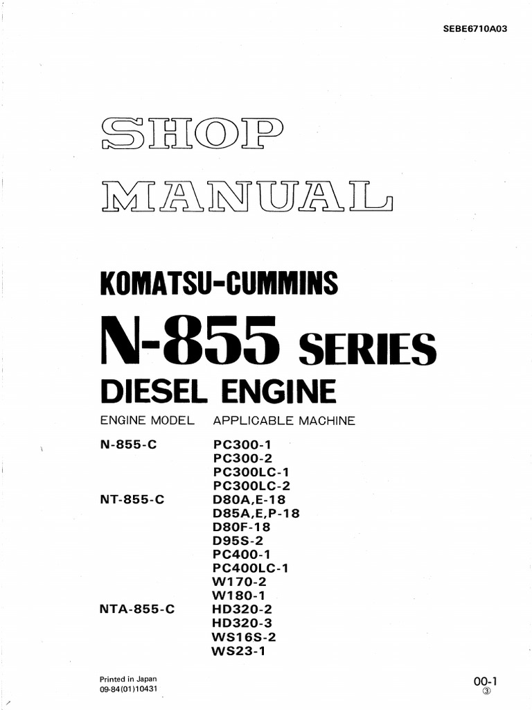 N855 Cummins Engine Shop Manual PDF | PDF