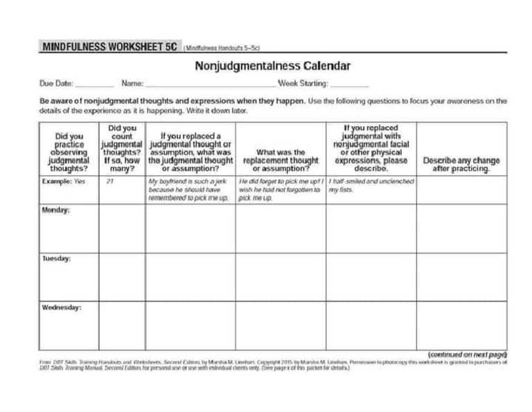 Non Judgemental Calendar 1 | PDF