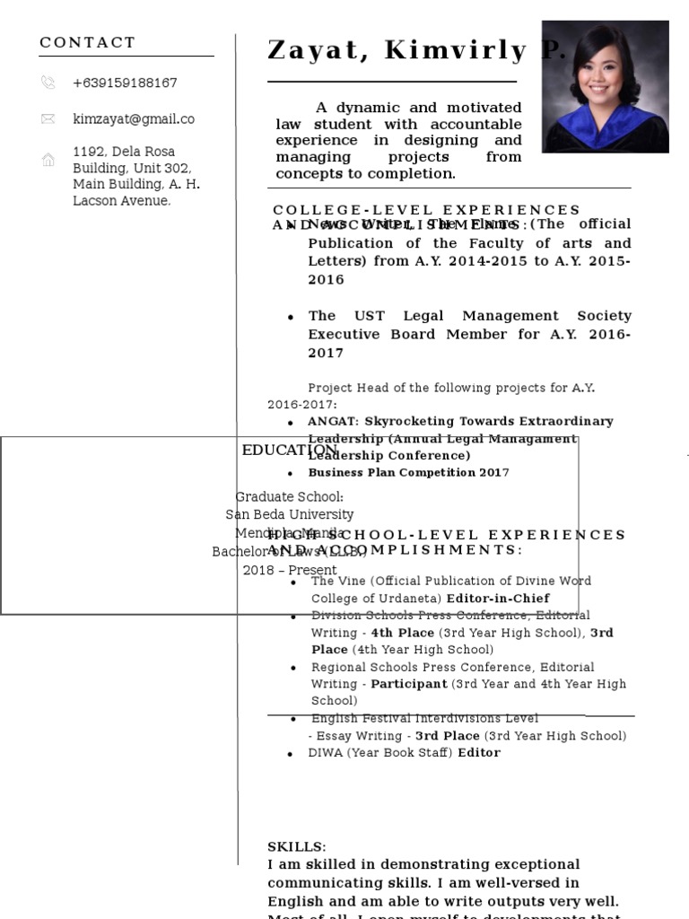 Zayat - Resume (With Photo) | PDF | Behavior Modification | Academia