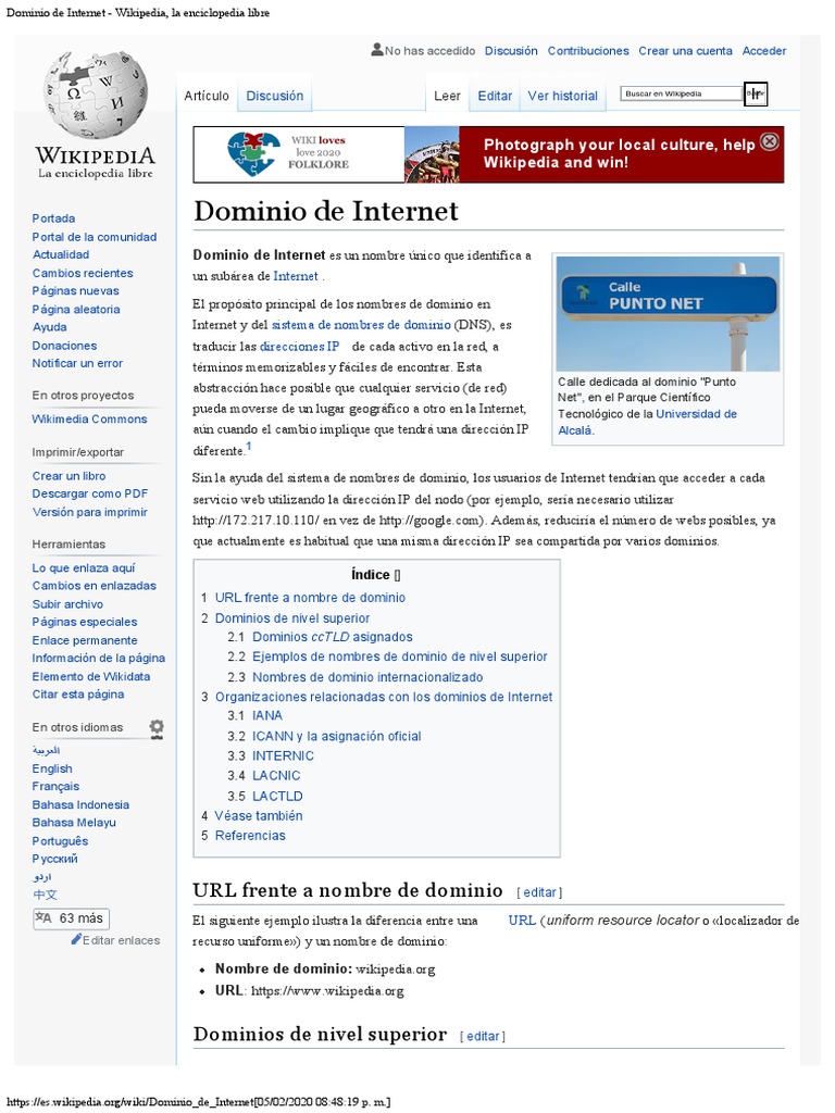 Dominio de Internet - Wikipedia, La Enciclopedia Libre | PDF | Nombre ...