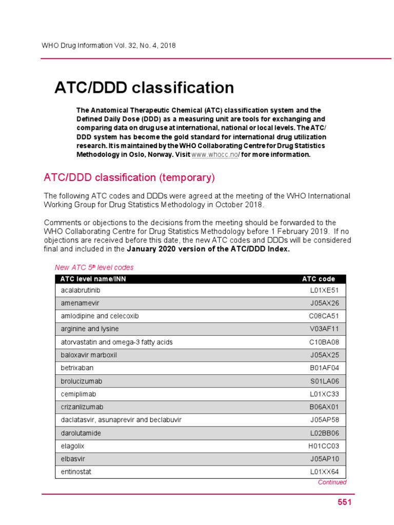 ATC/DDD Classification (Temporary) | PDF | Pharmacology | Medicine