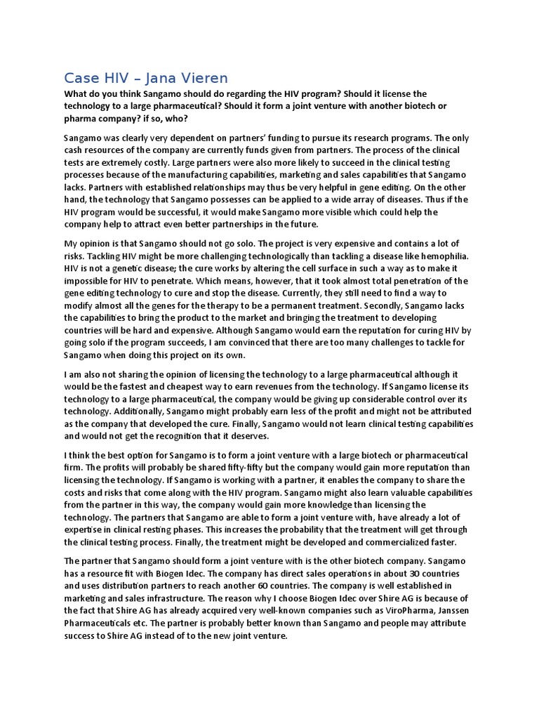 Innovatie MGT - HIV Case | PDF | Innovation | Hiv