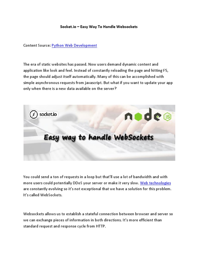 Python Web Development: Socket - Io - Easy Way To Handle Websockets ...